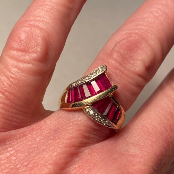 Diamond and Ruby Waterfall Ring - Etsy