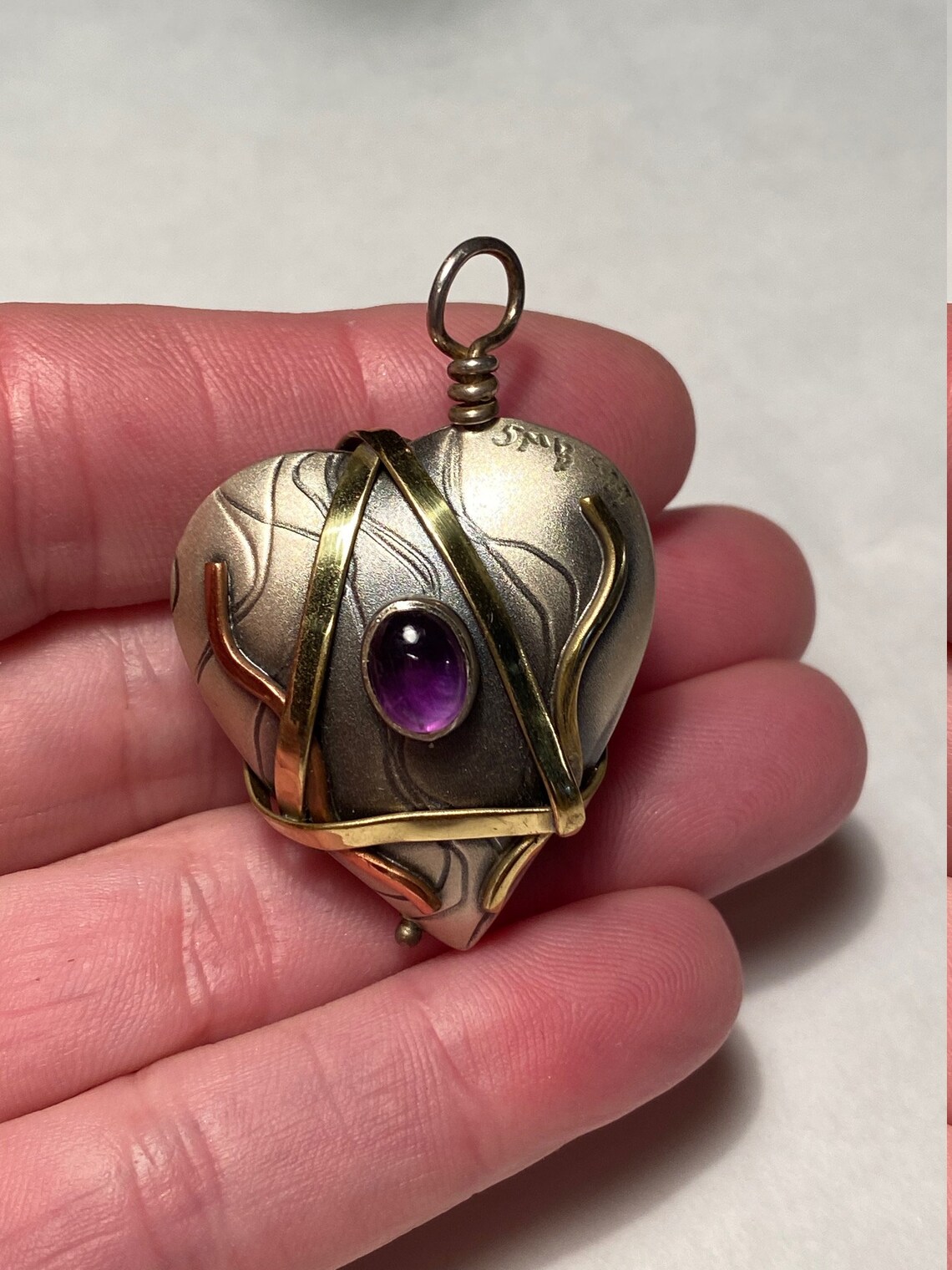 Susan Maria BUCKLEY Sterling Silver and Gemstone Puffy HEART Pendant ...