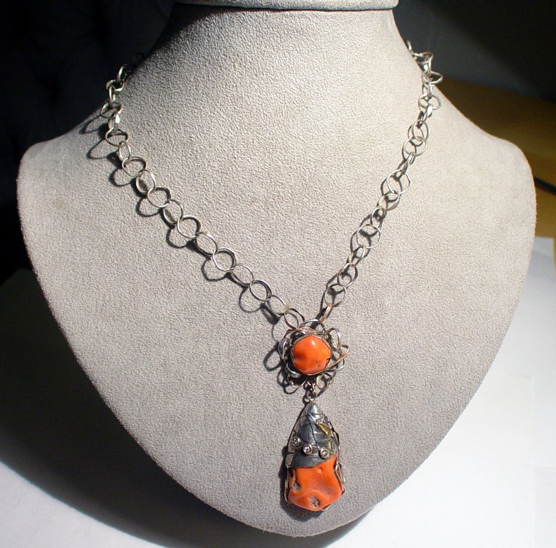 SANDRA DINI Italy 12K Rose Gold Sterling Silver Angel Skin Coral and ...