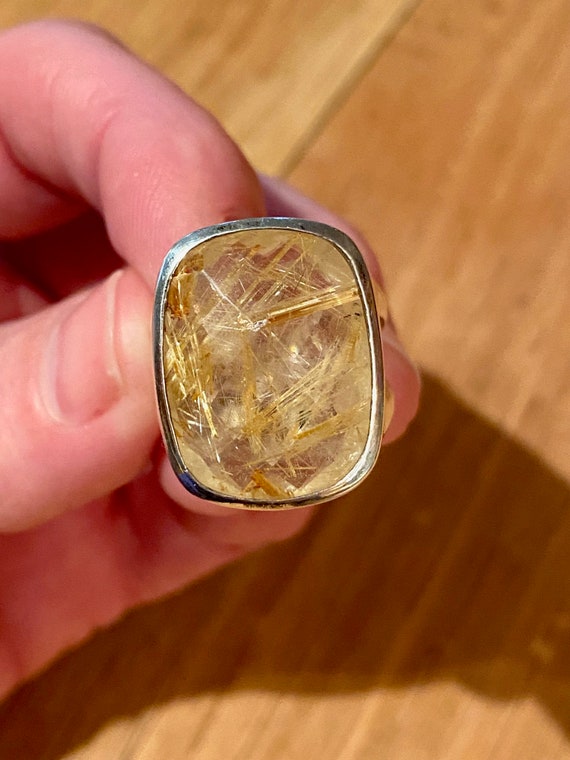 Large Modernist 950 Sterling Radiant Cut RUTILATED Qu… - Gem
