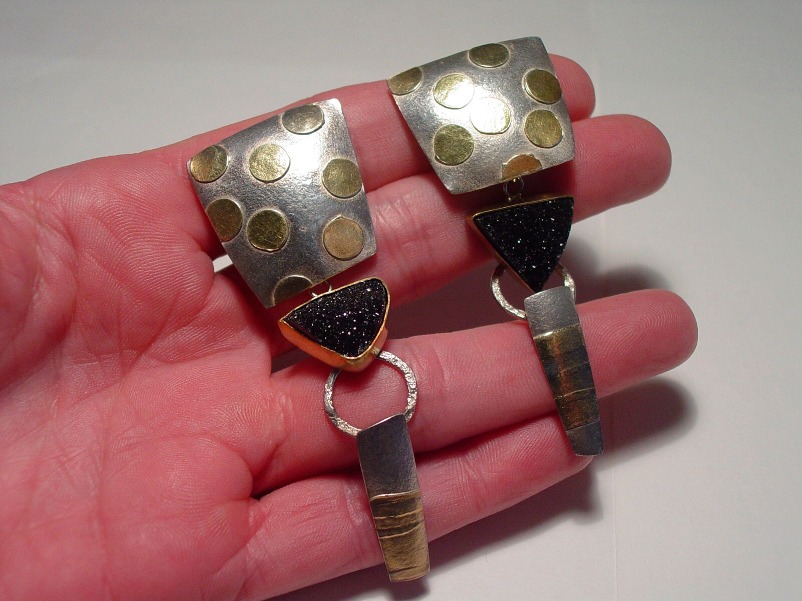 SYDNEY LYNCH 22K and Sterling Silver Drusy Dangle Clip EARRINGS - Etsy