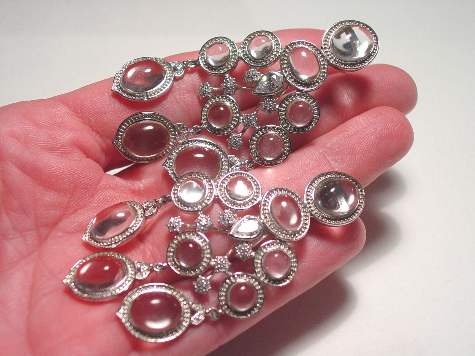 Large Sterling Silver Rock Crystal Pierced GIRANDOLE - Etsy