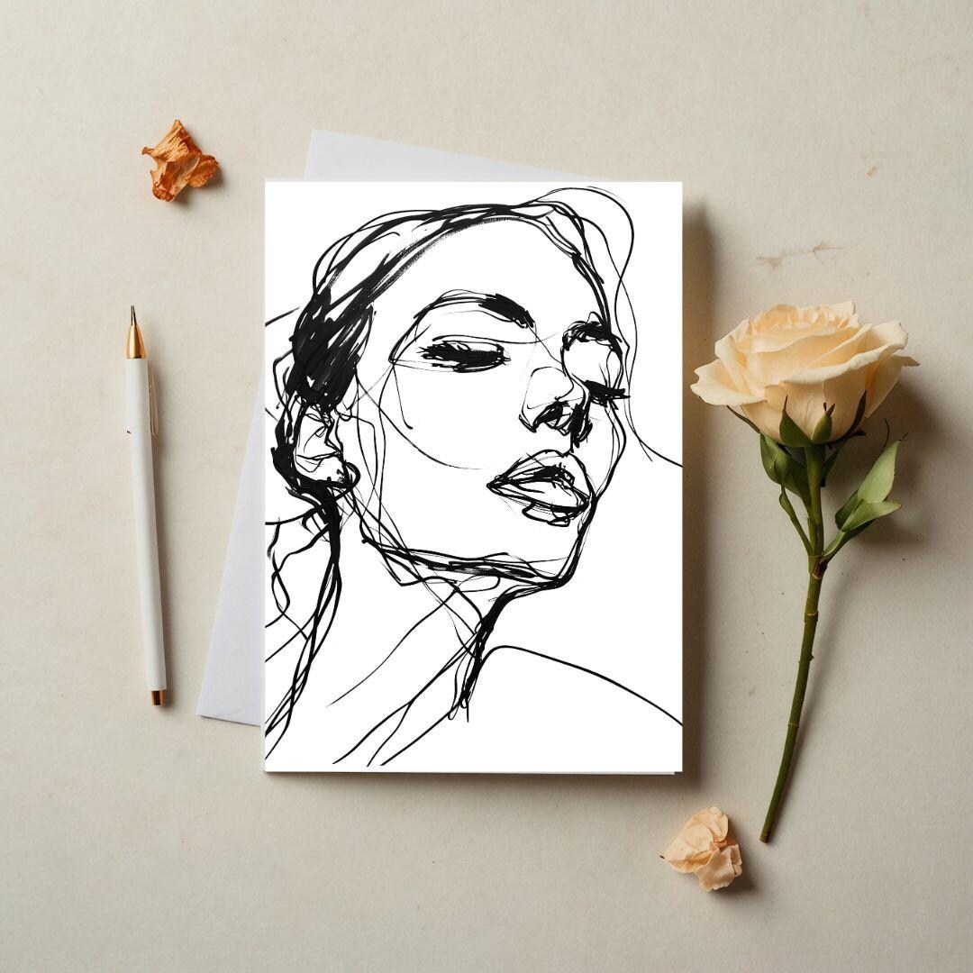 Grace, Affirmation, Line Art,for Women, Greeting Card Blank Inside - Etsy