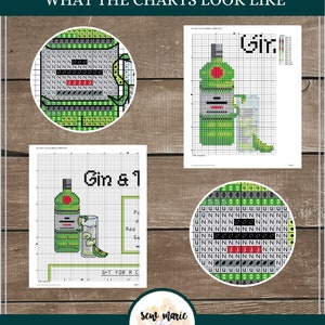 Gin and Tonic Recipe Cross Stitch Pattern, Cocktail Bar Decor (digital ...