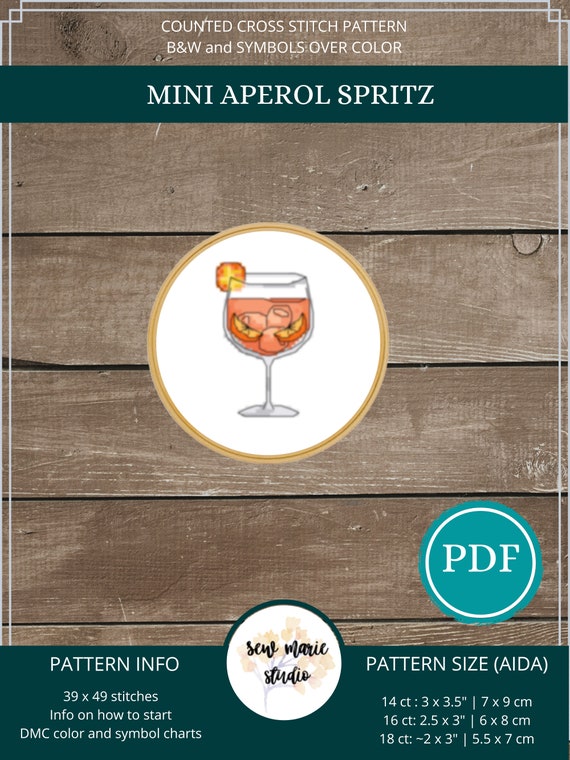 Mini Aperol Spritz Cross Stitch Pattern Cross Stitch Pattern - Etsy