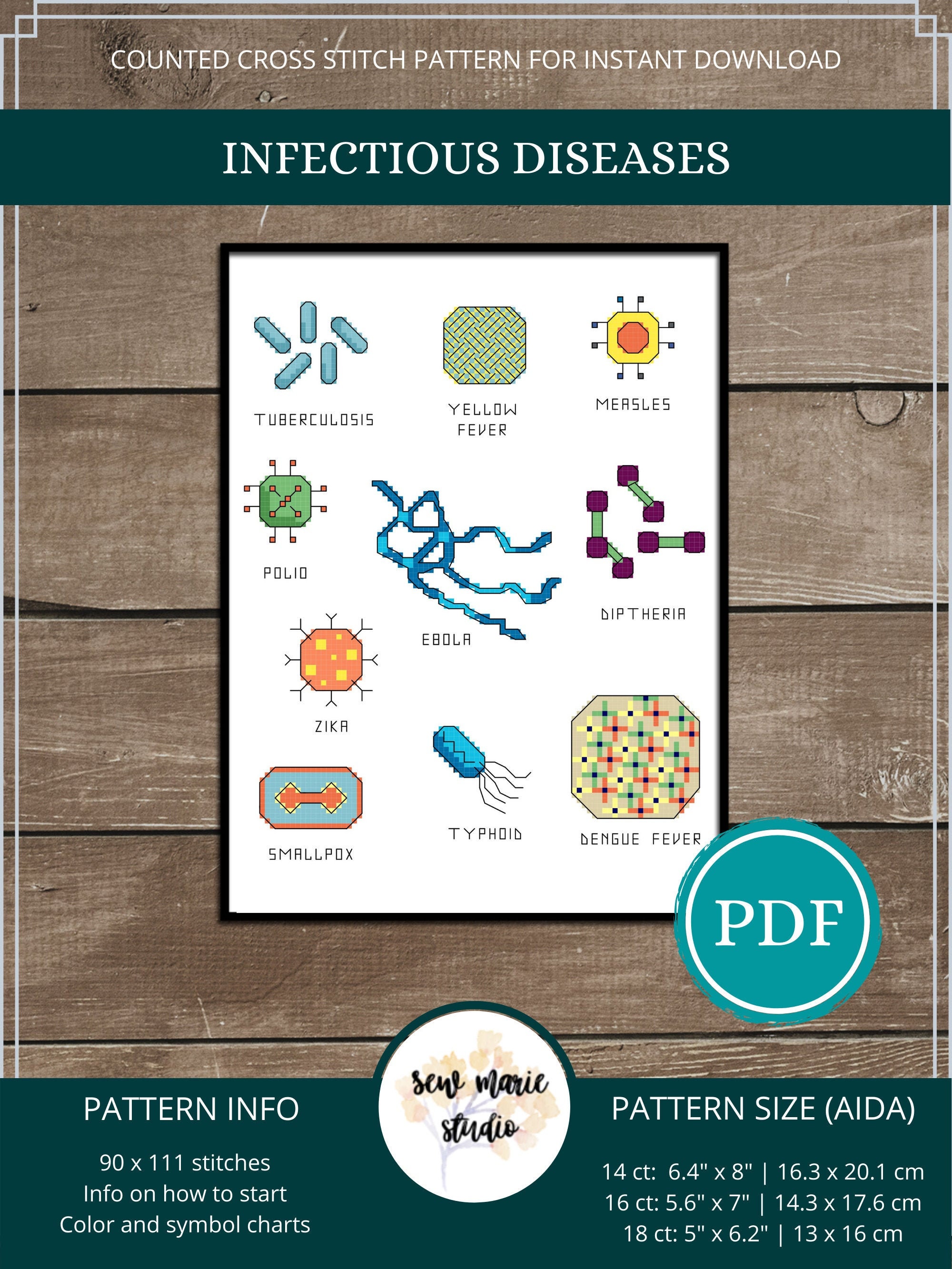 Infectious Diseases Sampler Digital Cross Stitch Pattern Download ...