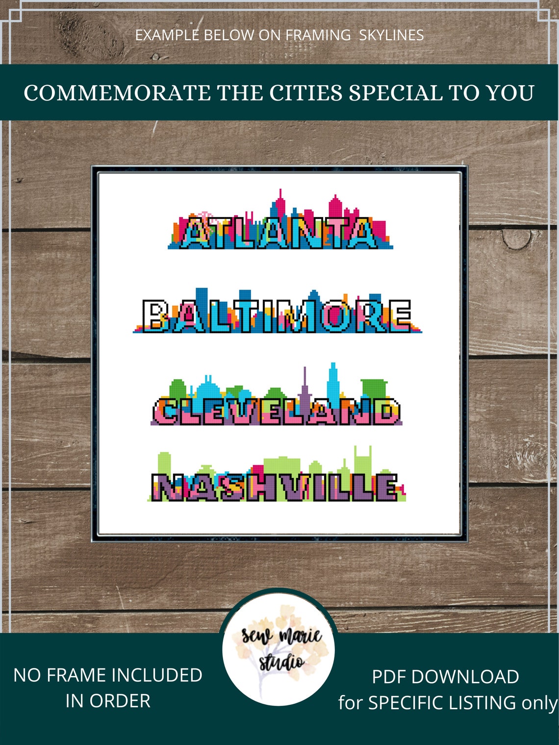 Cincinnati Skyline Digital Cross Stitch Pattern Download PDF | Etsy