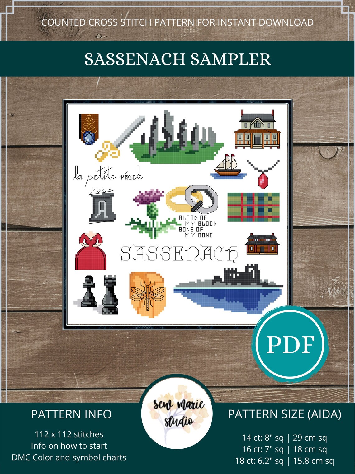 Sassenach Cross Stitch Pattern, Scottish Fandom Home Decor (digital ...