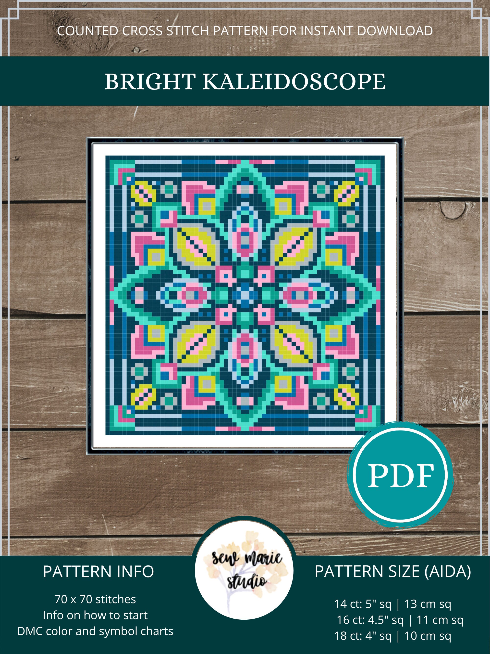 Bright Kaleidoscope Cross Stitch Pattern Digital Download | Etsy