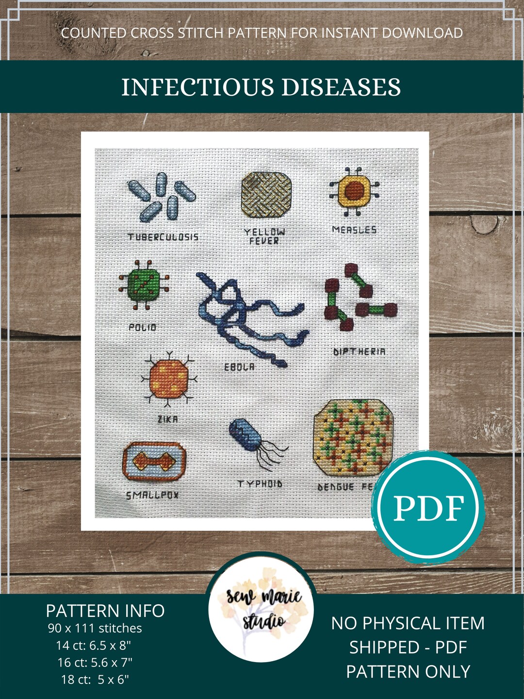 Infectious Diseases Sampler Digital Cross Stitch Pattern Download ...