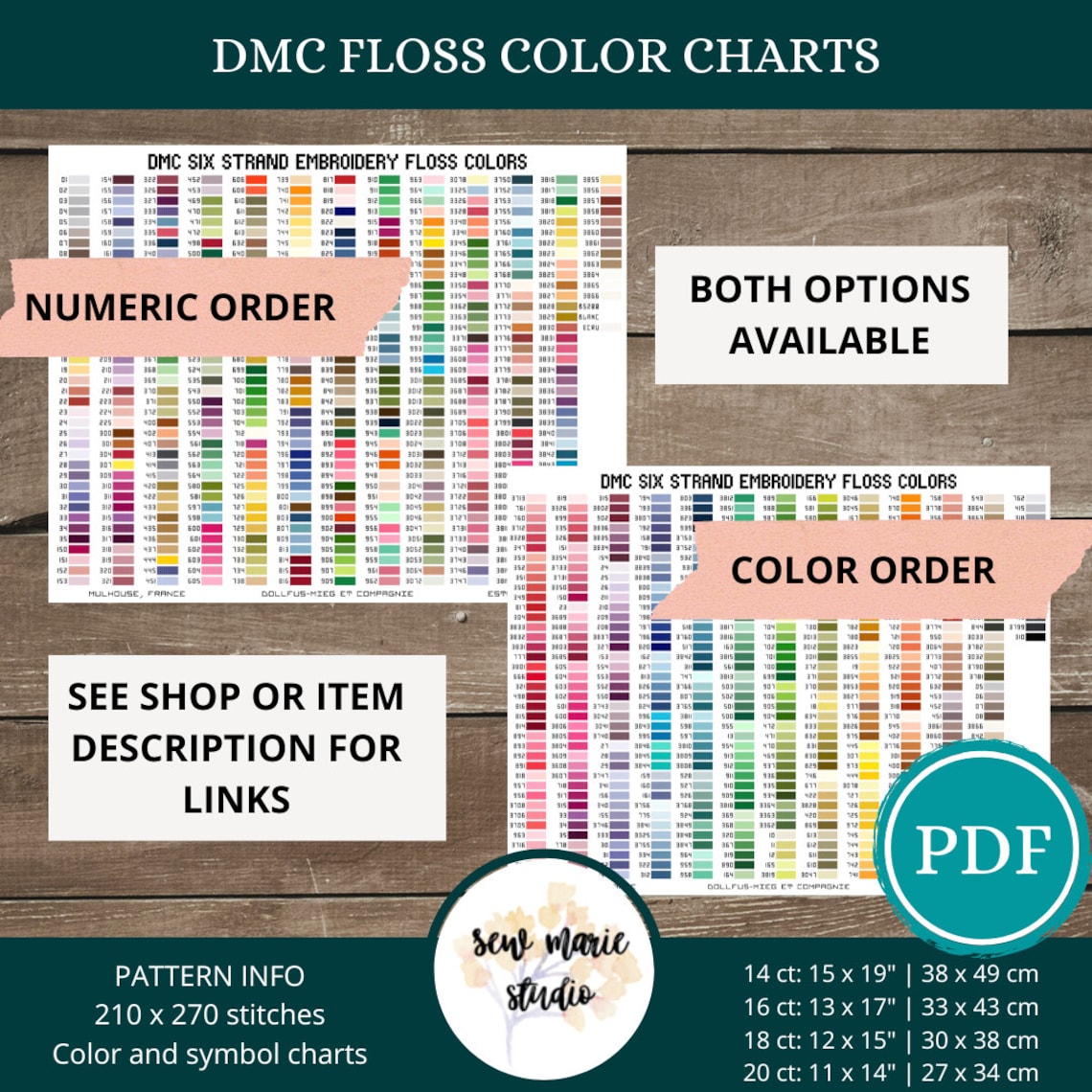 DMC Floss Color Chart, Numeric Order Cross Stitch Pattern (PDF Download ...