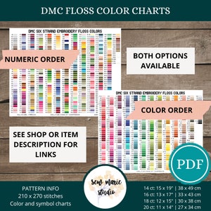 Floss Color Chart Cross Stitch Pattern, COLOR ORDER, DMC Floss, Color ...