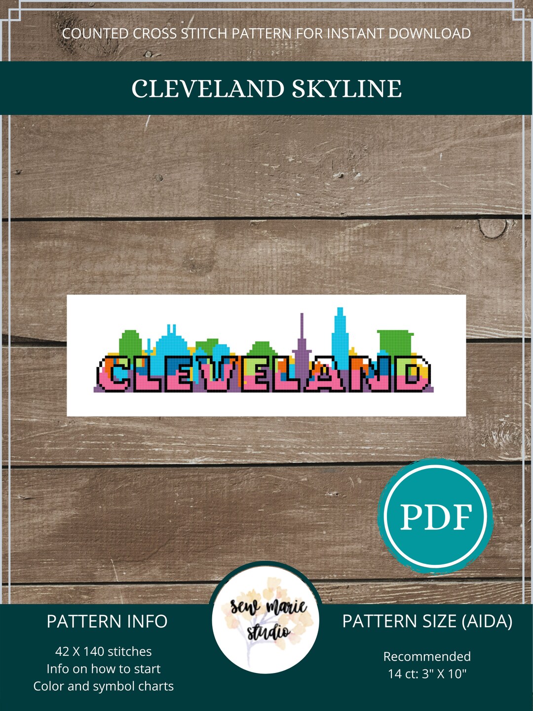 Cleveland Skyline Digital Cross Stitch Pattern Download, PDF Cross ...