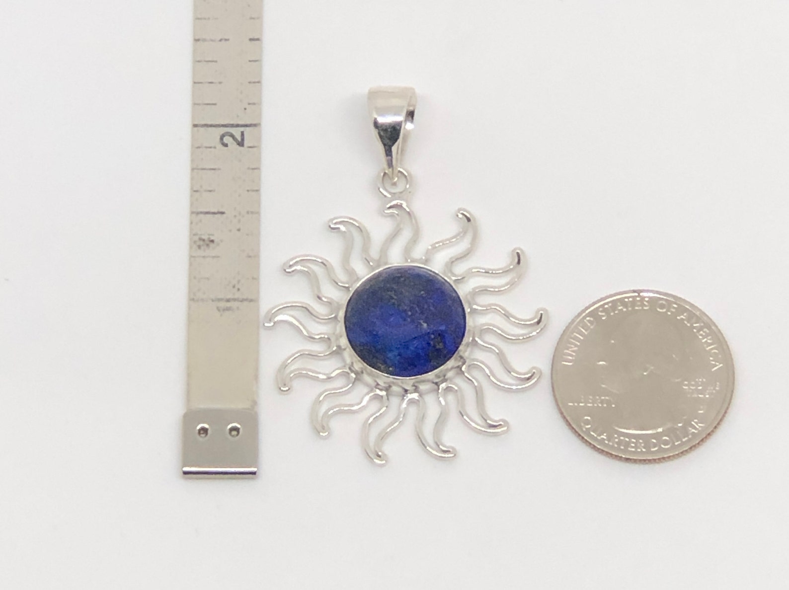 Charles Albert Lapis Lazuli Cabochon Sun Pendant Set in Fine - Etsy