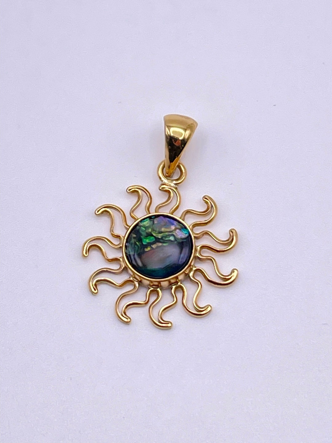Charles Albert Blue Abalone Sun Pendant Bezel Set in Their Signature ...