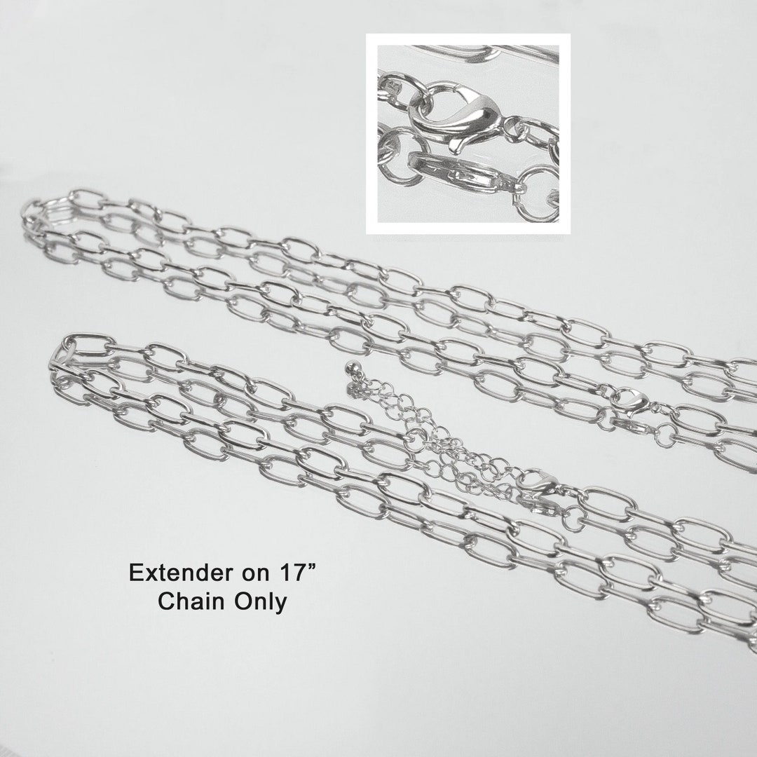 Charles Albert Paperclip Base Metal Silver Chain in 17+, 24, 30 and 36 ...