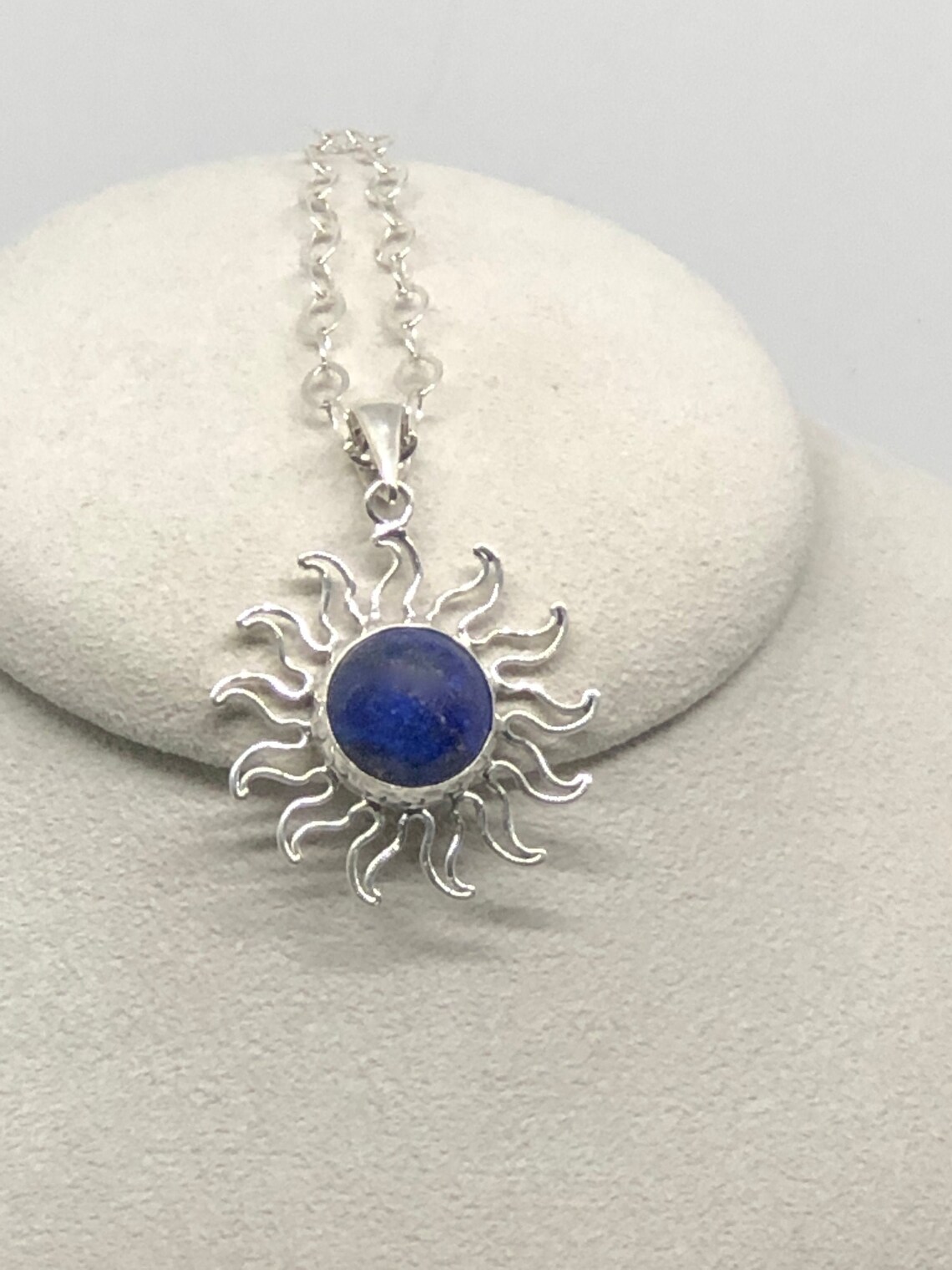 Charles Albert Lapis Lazuli Cabochon Sun Pendant Set in Fine - Etsy