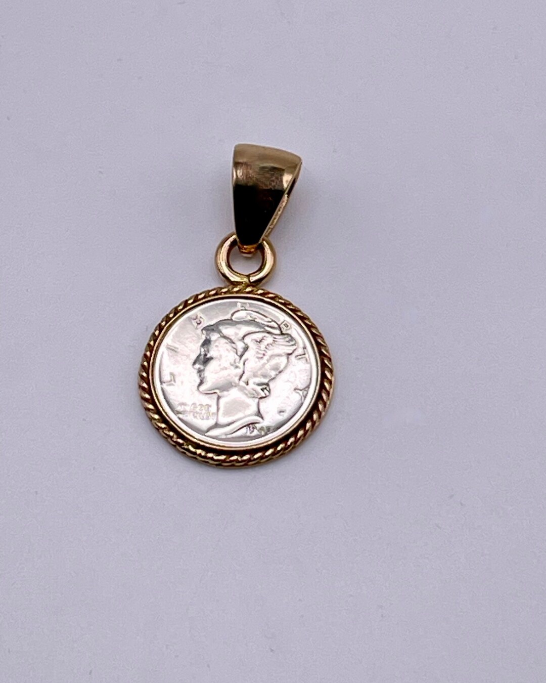 Charles Albert Mercury Dime Coin Pendant in Silver and Bezel Set in ...