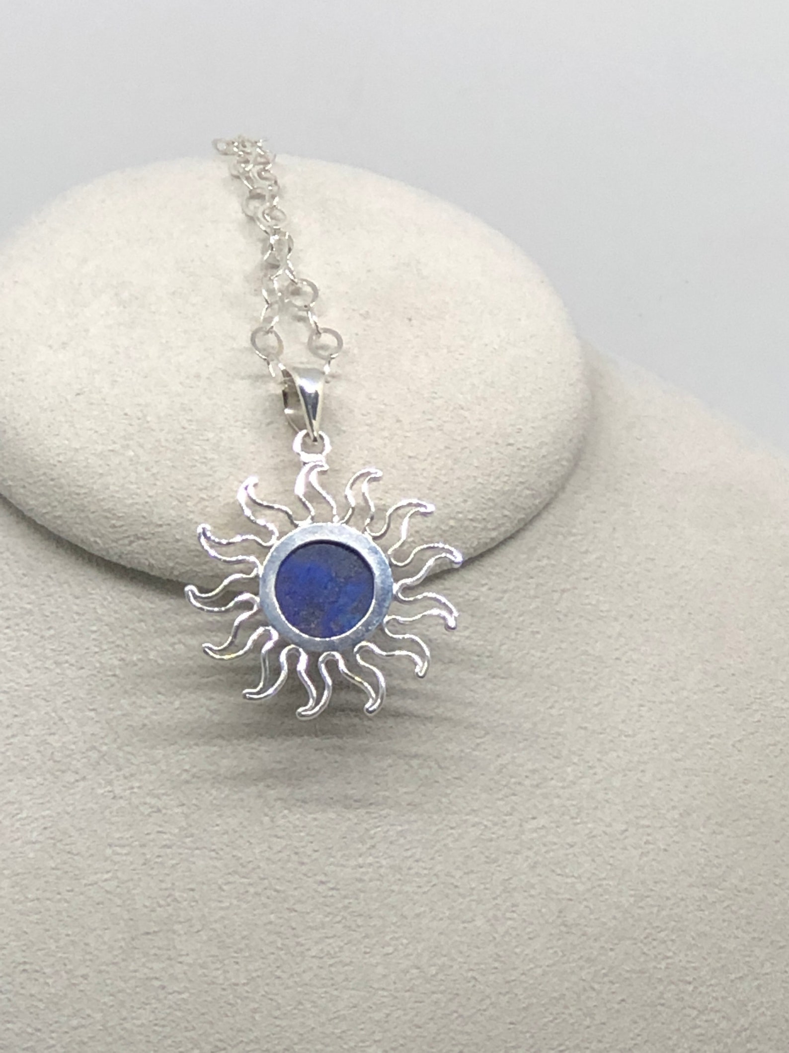 Charles Albert Lapis Lazuli Cabochon Sun Pendant set in Fine | Etsy