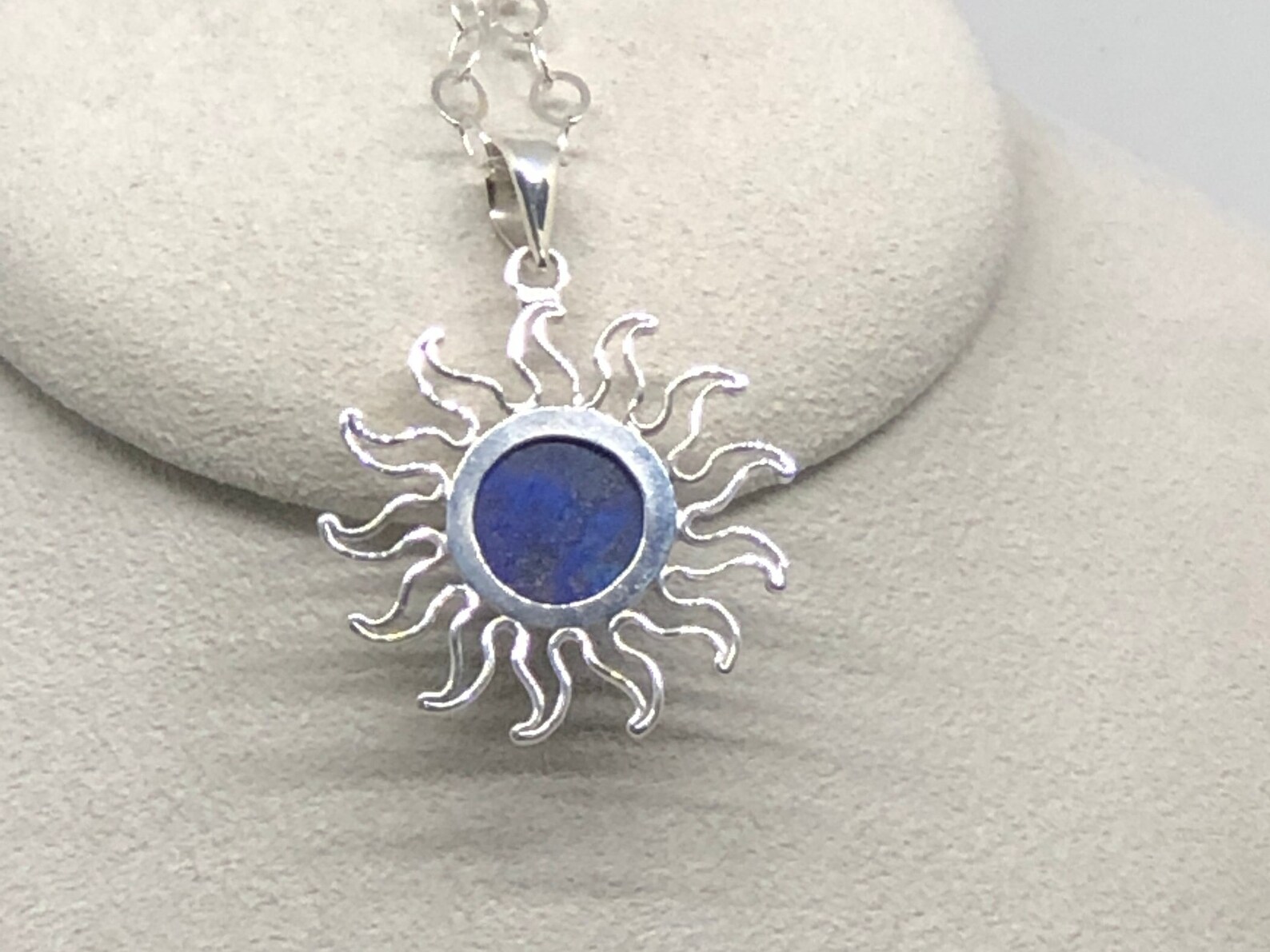 Charles Albert Lapis Lazuli Cabochon Sun Pendant Set in Fine - Etsy