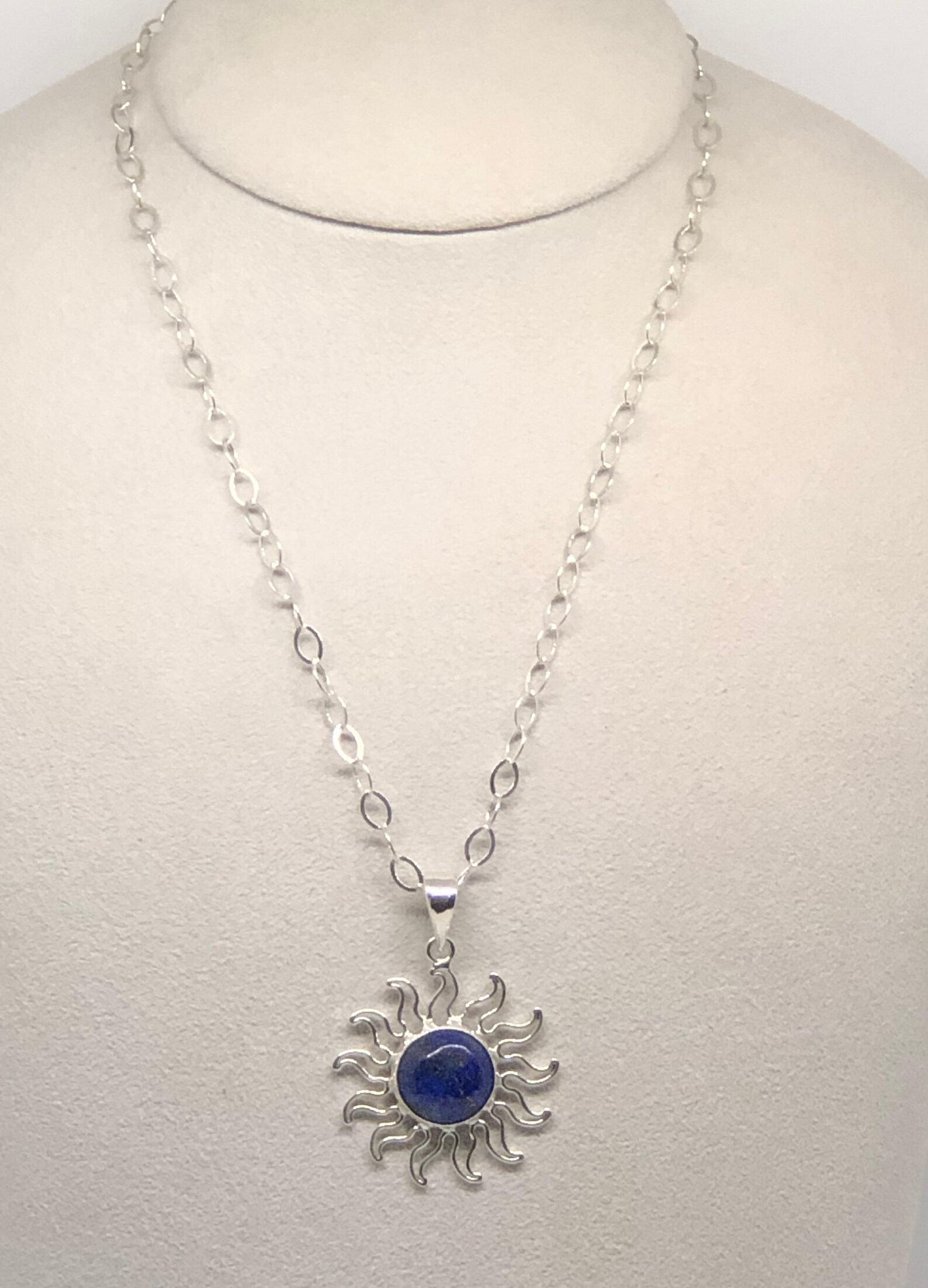 Charles Albert Lapis Lazuli Cabochon Sun Pendant Set in Fine - Etsy