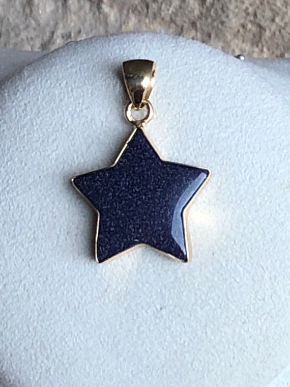 Charles Albert Blue Goldstone Star Cabochon Pendant set in | Etsy