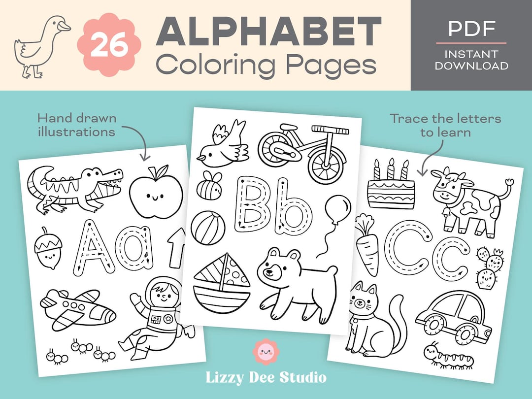 ABC Alphabet Coloring Pages, Printable Activity for Preschool Kids, PDF ...