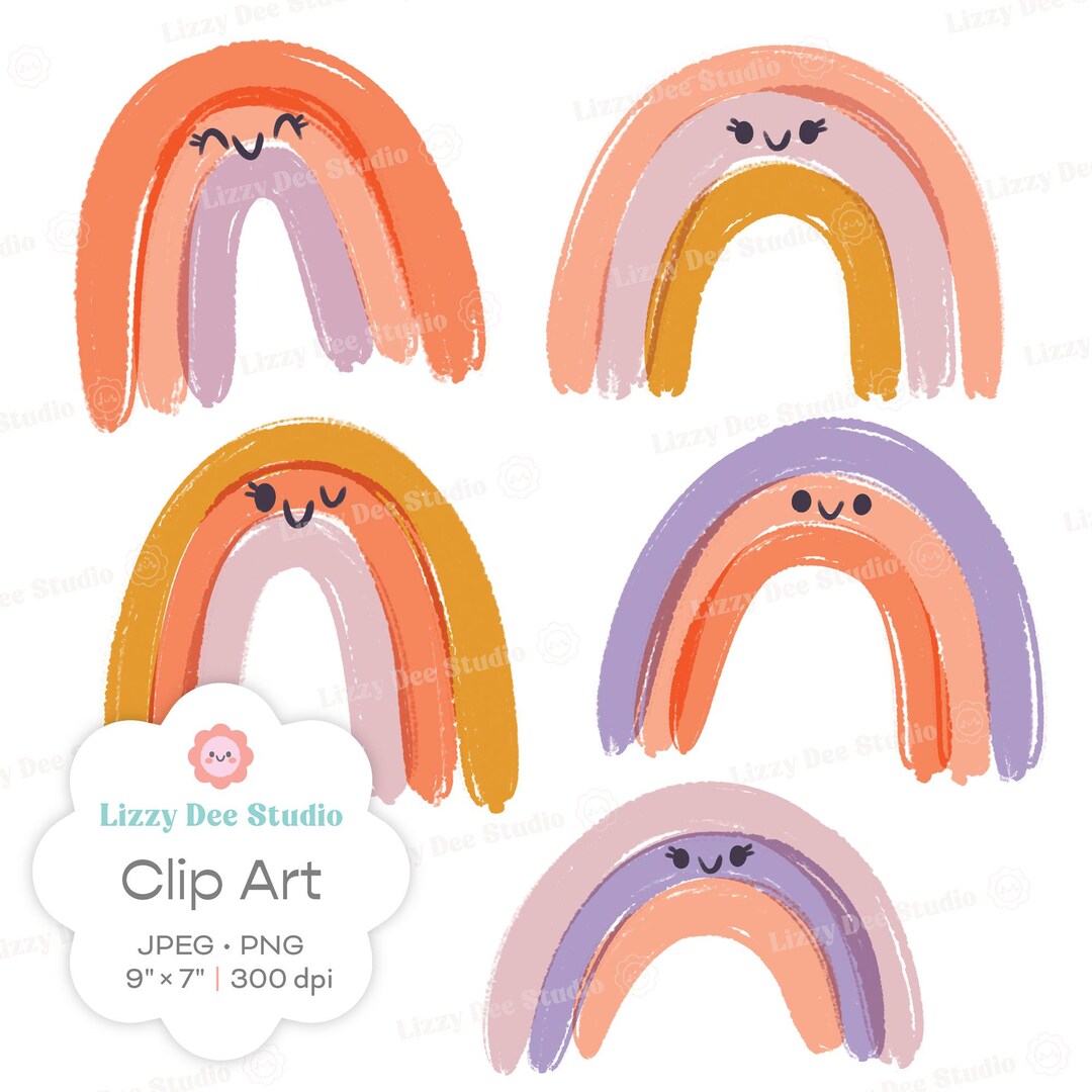 Watercolor Rainbows Clipart Set, PNG JPEG Illustrations - Etsy
