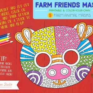 Farm Animals Printable DIY Masks – Cute, Cow, Rooster, Sheep, Pig, Goat ...