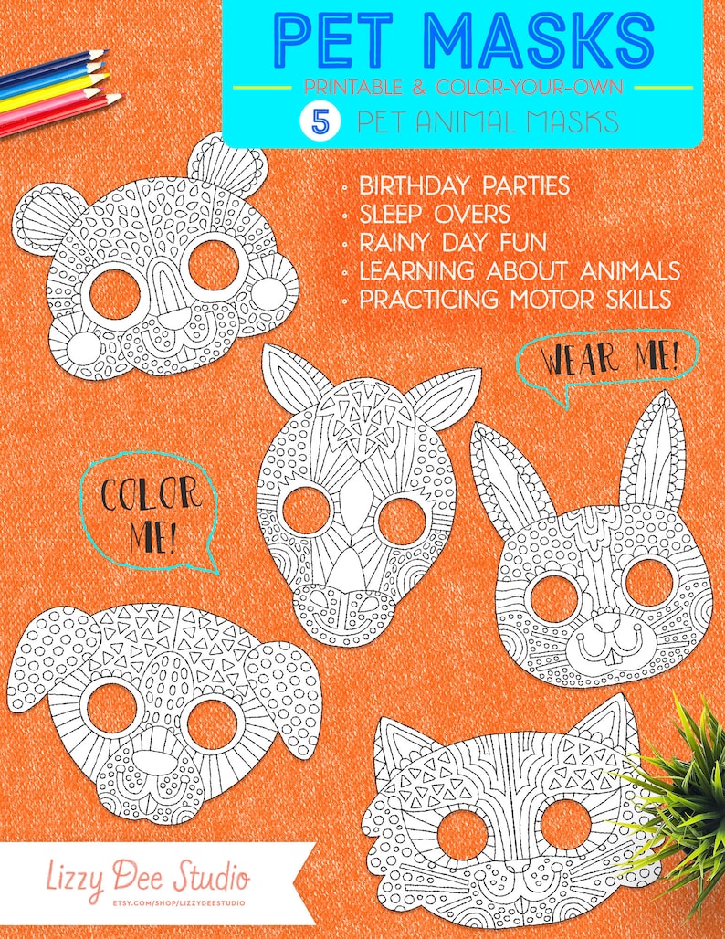 Pet Animals Printable DIY Masks – Cute, Rabbit, Bunny, Puppy, Dog ...