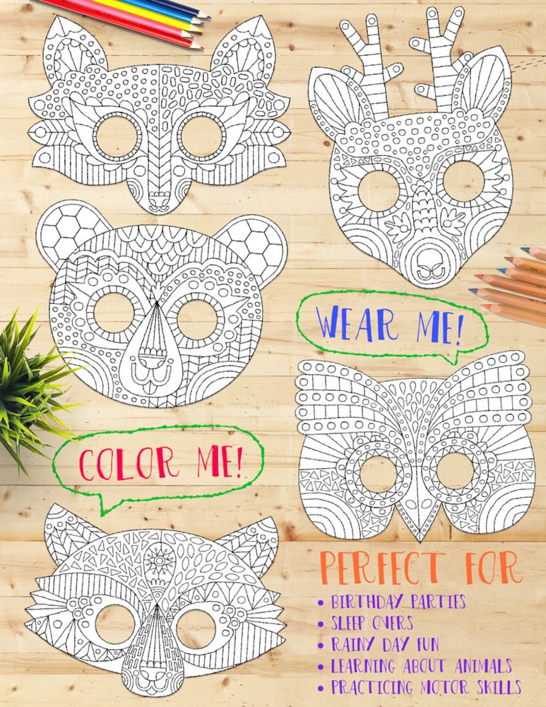 Woodland Creatures Printable DIY Masks – Cute, Animals, Fox, Bear ...