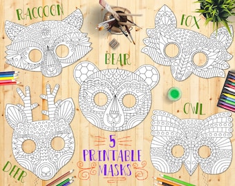 Safari Animals Printable DIY Masks Cute Lion Giraffe - Etsy