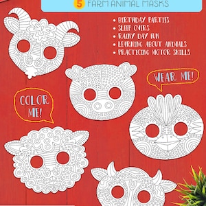 Farm Animals Printable DIY Masks – Cute, Cow, Rooster, Sheep, Pig, Goat ...