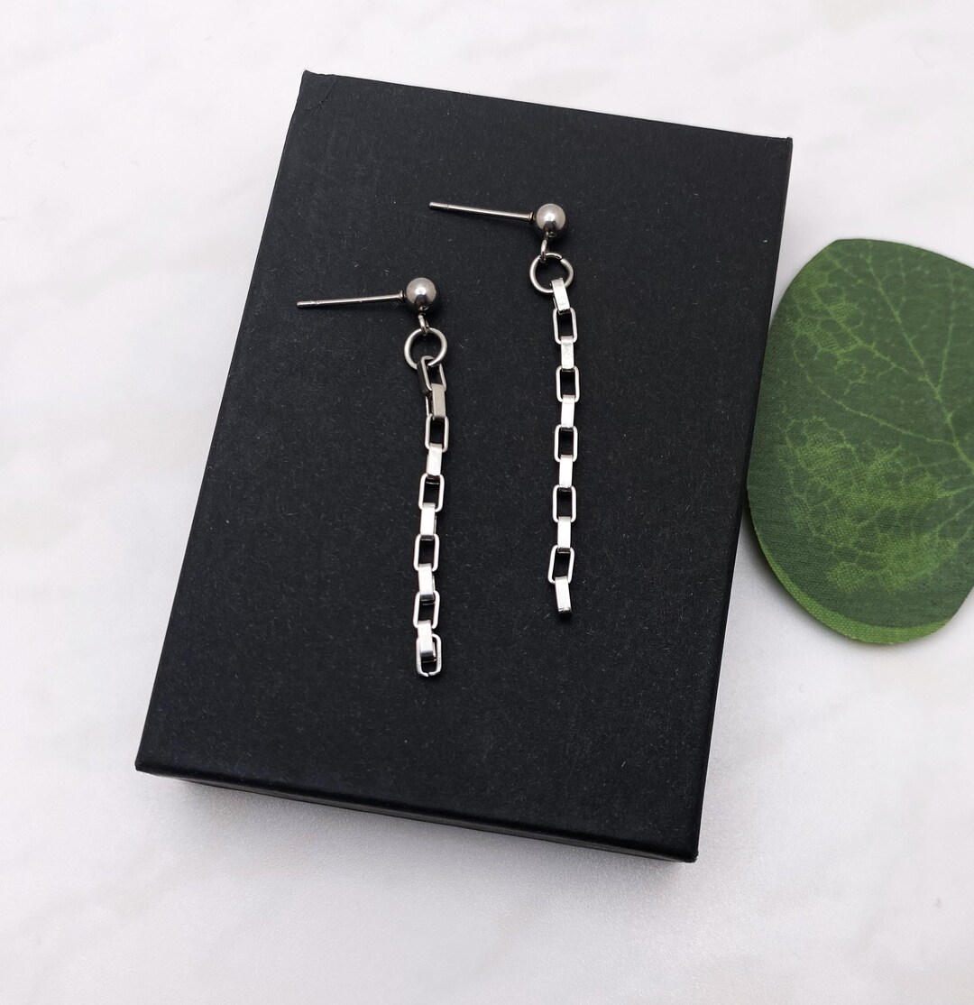 Stainless Steel BOX CHAIN EARRINGS - All Stainless-steel Earrings ...