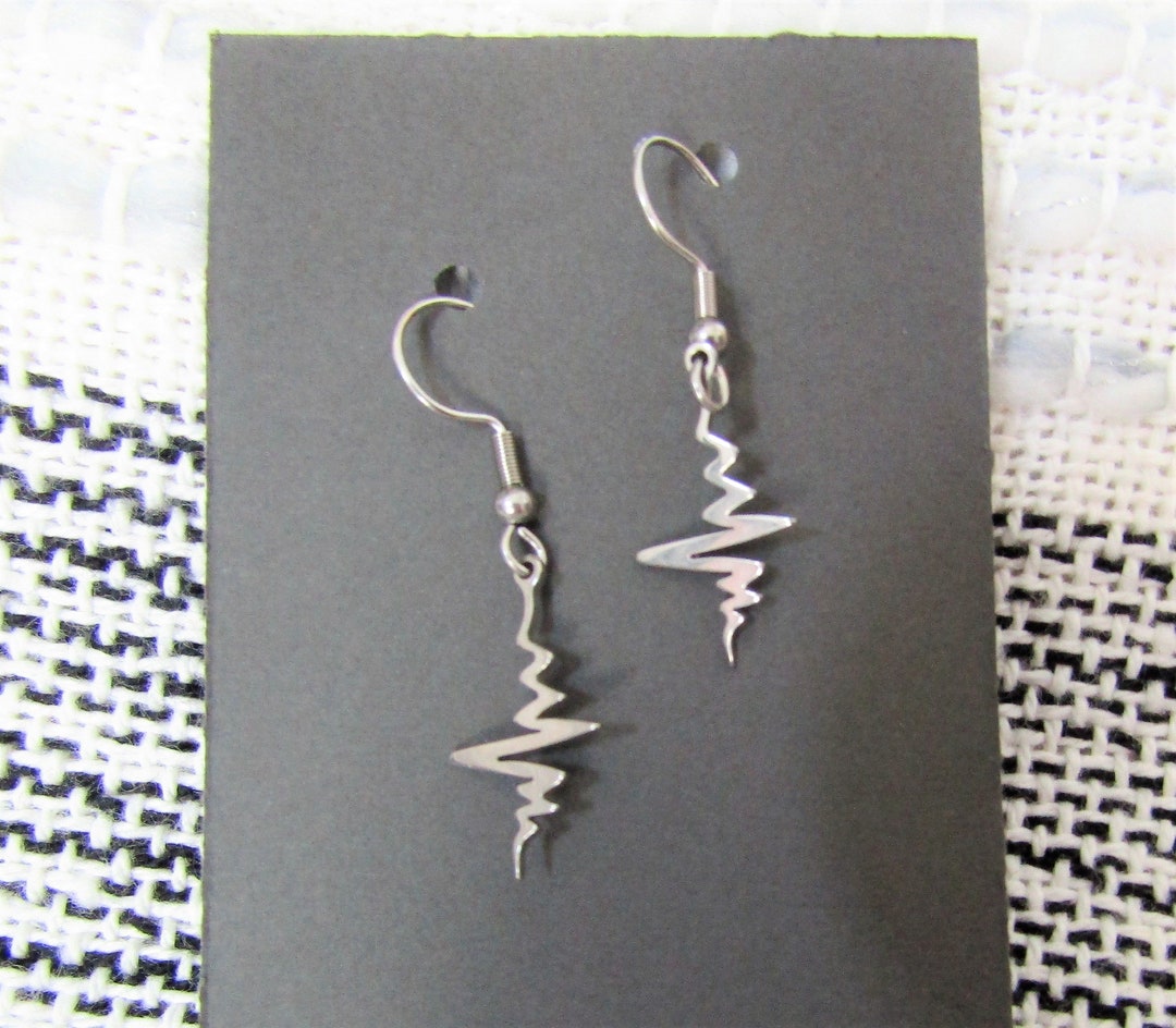 STAINLESS STEEL EKG Heartbeat Earrings - All Stainless Steel Earrings ...