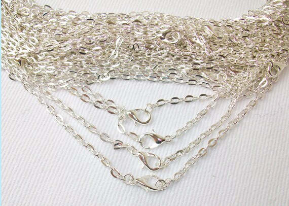 100 Rolo Shiny Silver Chain Necklaces 24 - Etsy