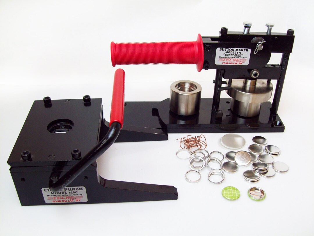 Tecre Button Making Kit 7/8" - Machine, Graphic Punch, 500 Pin Back ...
