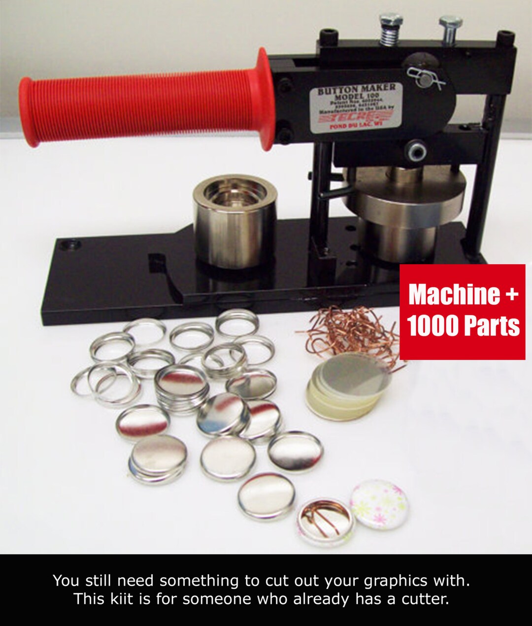 1" Button Making Kit - Machine + 1000 Pin Back Button Parts - Etsy