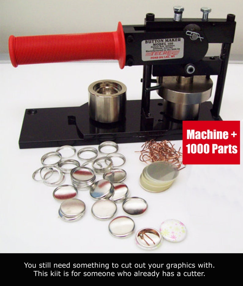 Tecre 1" Button Making Machine + 1000 Pin Back Button Parts - Etsy