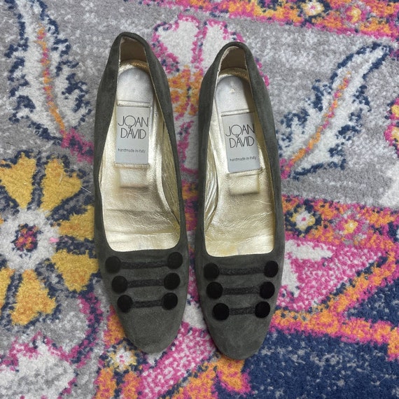 Vintage Joan & David Gray Flats With Black Pom Poms Size 9 | Etsy