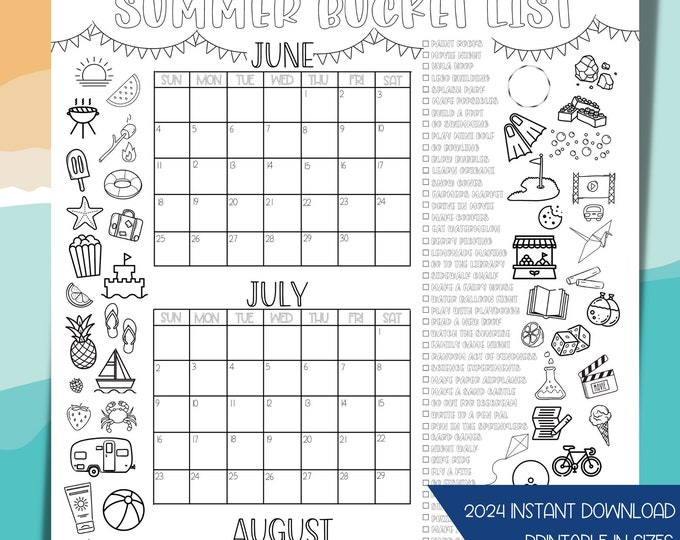 2025 Summer Bucket List Printable Digital Download Summer Activity ...