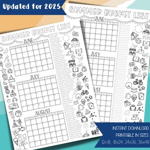 2025 Summer Bucket List Printable Digital Download Summer Activity ...