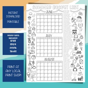 2025 Summer Bucket List Printable Digital Download Summer Activity ...