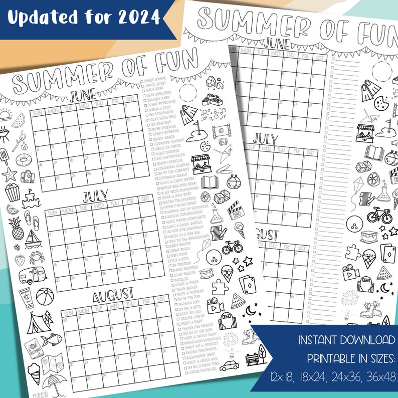 2025 Summer of Fun Bucket List Checklist Summer Activity Calendar ...