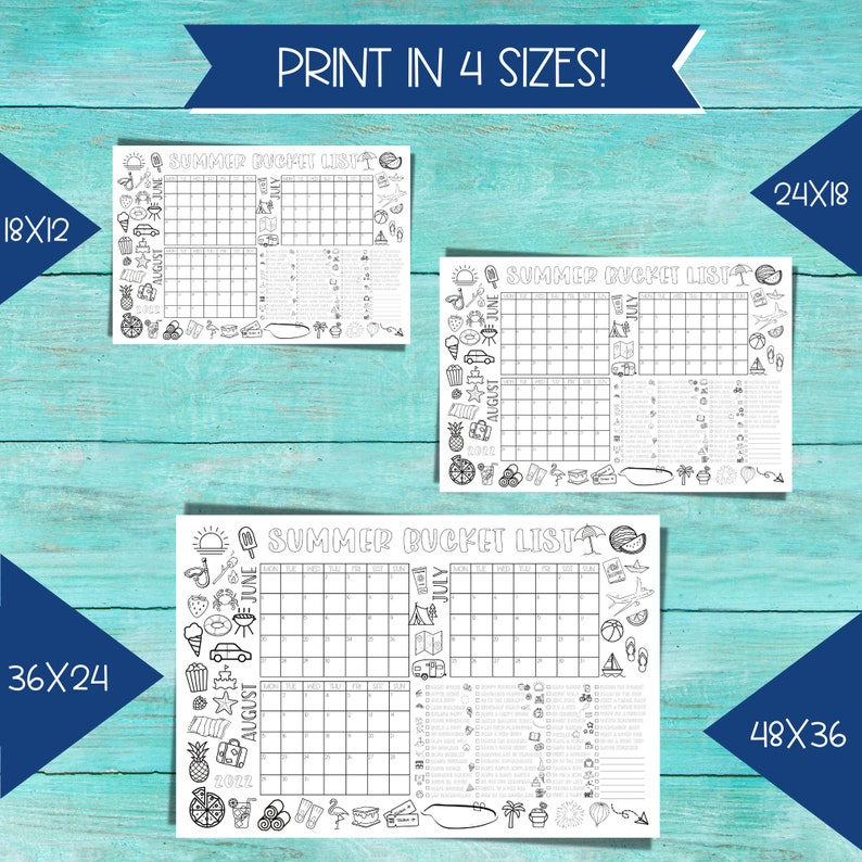 2024 Summer Bucket List Coloring Poster Summer Activities Checklist ...