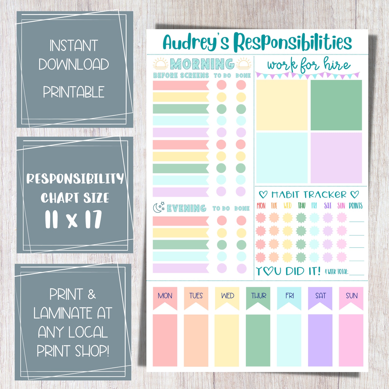 Kids Responsibility Checklist Printable Chores Checklist - Etsy