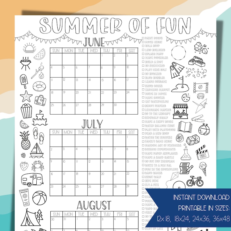 2025 Summer of Fun Bucket List Checklist Summer Activity Calendar ...
