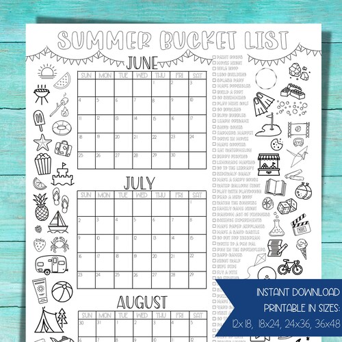 Summer Bucket List Printable Family Summer Bucketlist - Etsy
