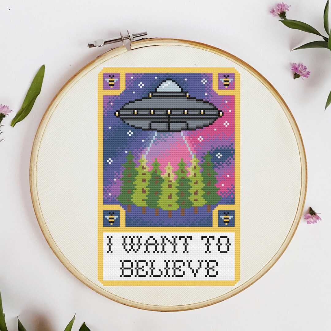X-files Alien Spaceship Cross Stitch Pattern Digital Download PDF - Etsy