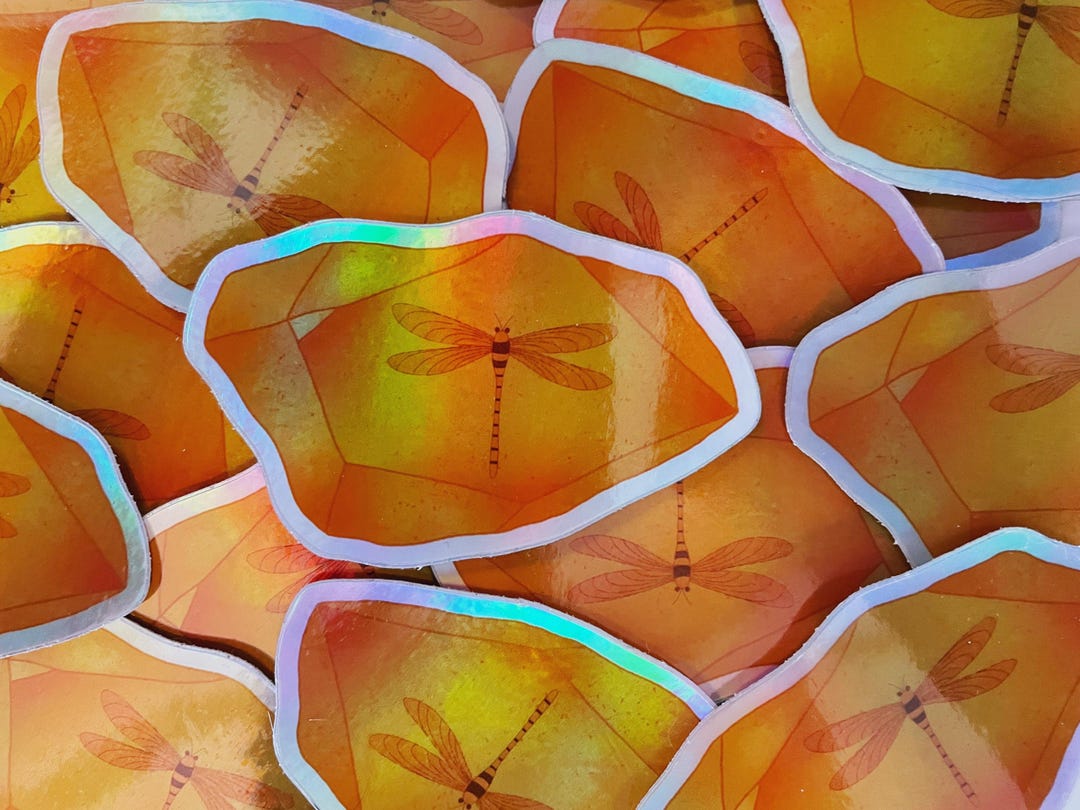Dragonfly in Amber Stone Outlander Holographic Sticker - Etsy